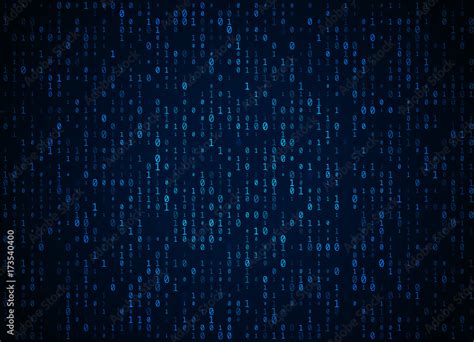 Vector Binary Code Dark Blue Background Big Data And Programming Hacking Deep Decryption And