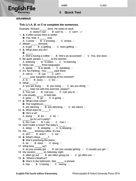 Ef4e Elem Quicktest 05 Pdf