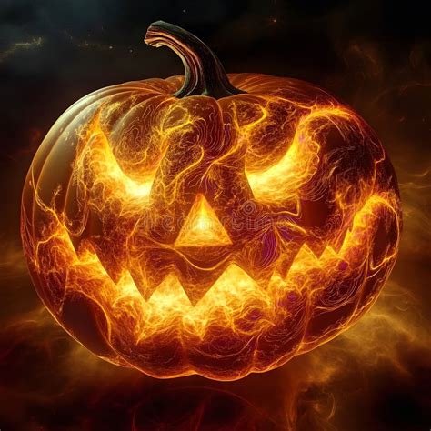 Fiery Pumpkin Jack O Lantern Stock Illustration Illustration Of