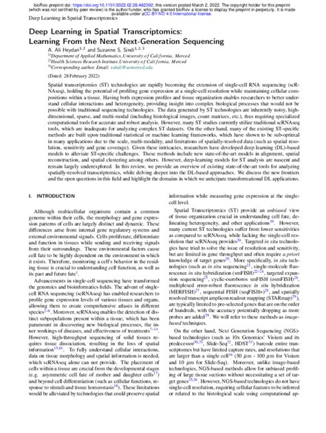 Fillable Online Deep Learning In Spatial Transcriptomics Learning From