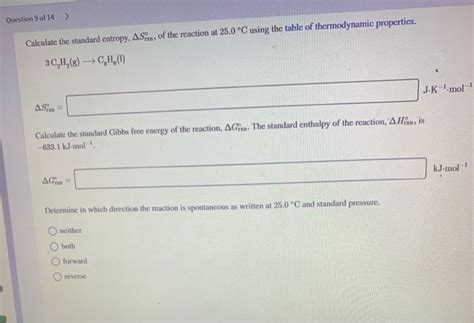 Solved Question Of Calculate The Standard Entropy Chegg