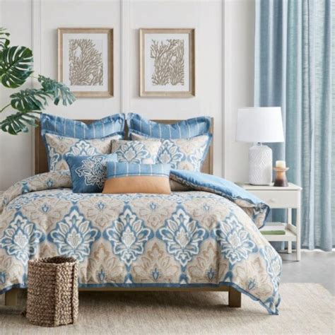 Madison Park Signature 8 Pcs Jacquard Comforter Set With Blue Finish