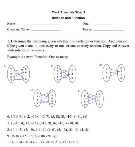 Determine The Following Given Whether It Is A Relation Or Function And Indicate If The Given Is