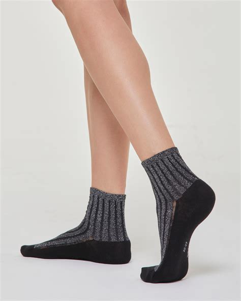 Calzino Nero In Lamè Valentina Pompea