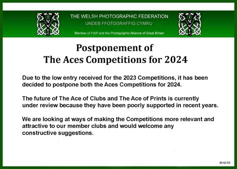 Aces Postponed The Welsh Photographic Federation