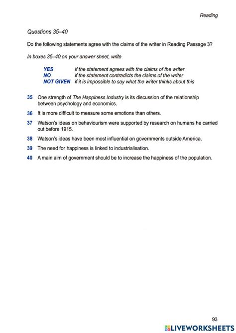 Ielts 13 Test 4 Reading Passage 3 Worksheet Live Worksheets