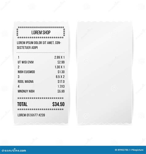 销售打印的收据白皮书空白传染媒介 在白色背景或比尔隔绝的商店收据 现实atm检查illustratio 向量例证 插画 包括有 佣金 例证 89902786