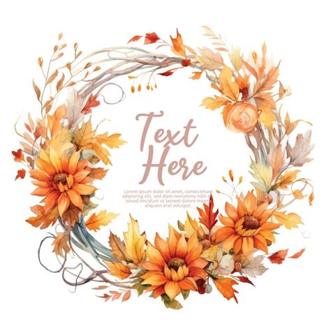 Premium Vector Watercolor Floral Autumn Fall Wreath