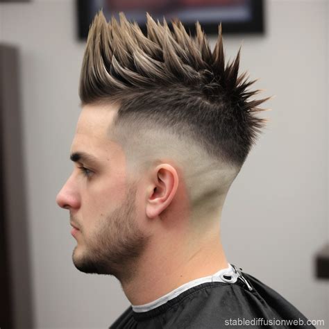 Mens Spiky Haircut With Fade Stable Diffusion Online