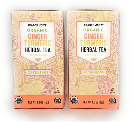 Trader Joes Organic Ginger Turmeric Herbal Tea 20 Tea Bags 2 Pack