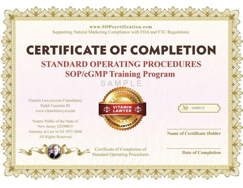 Certification Program Vitamin Consultancy Sop Certification