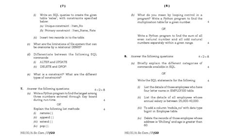 meghalaya board mbose class 11 question paper 2024 for informatics