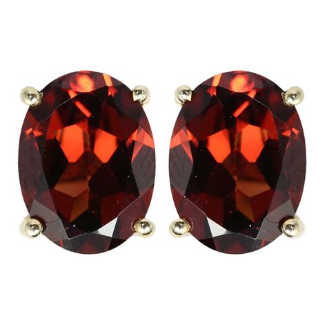 9ct Yellow Gold 10x8mm Oval Garnet Stud Earrings Jewellery From Mr