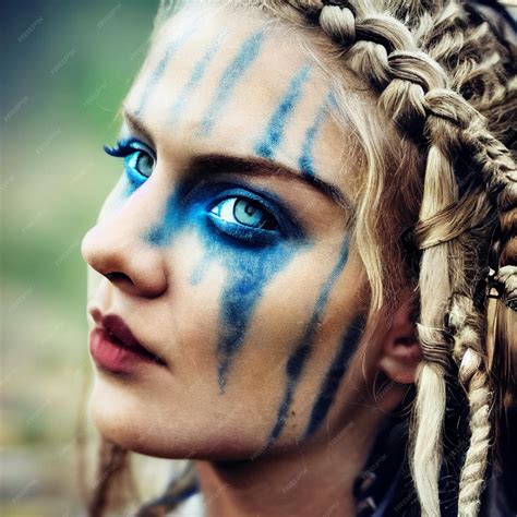 Viking Warrior Woman Looking At Camera 3d Rendering Premium Ai