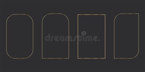 Set Elegant Golden Thin Line Frames Different Shapes On The Dark Background Perfect Border