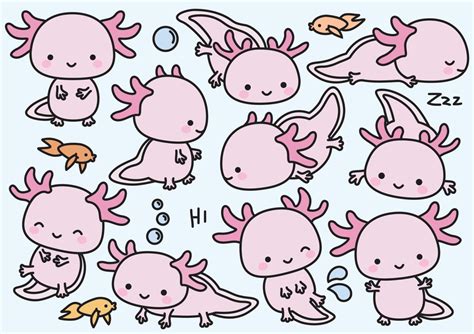 Premium Vector Clipart Kawaii Axolotls Cute Axolotl Etsy Canada