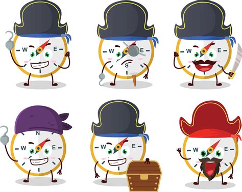 Cartoon Character Of Compass With Various Pirates Emoticons 22095062