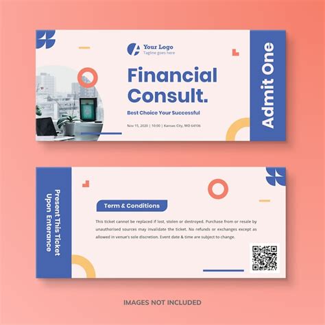 Premium Psd Simple Abstract Finance Ticket Template