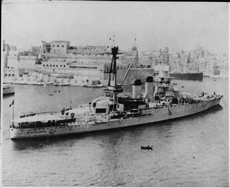 X Italian Battleship Giulio Cesare At Malta During A June Port Call R
