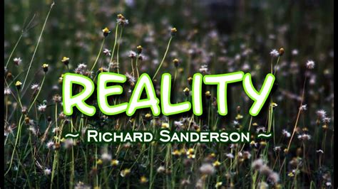 Reality Richard Sanderson Karaoke Version Youtube