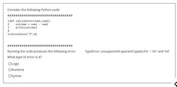 Answered Consider The Following Python Code Def Calculation Num