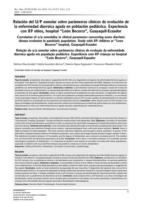 Pdf Relación Del U P Osmolar Sobre Parámetros Clínicos De Evolución De La … · 2016 07 21 · La