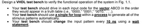 Design A Vhdl Test Bench To Verify The Functional