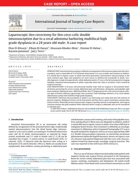 Pdf Laparoscopic Ileo Cecectomy For Ileo Ceco Colic Double