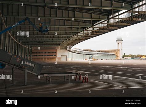 An Empty Apron And Curved Roof At The Now Disused Tempelhof Airport