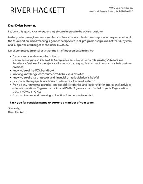 Adviser Cover Letter Velvet Jobs