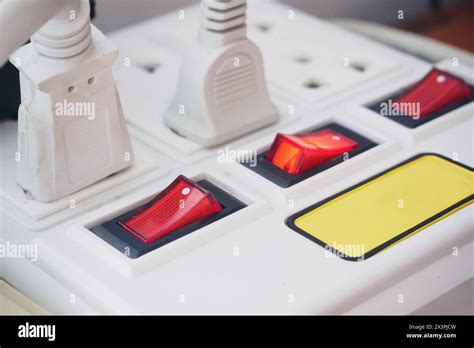 Multiple Power Socket With Connected Plugs Stock Photo Alamy