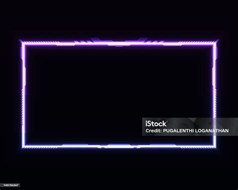 추상 빛나는 보라색 네온 테두리 스트림 오버레이 Gui 화면 프레임 템플릿 색 테이프에 대한 스톡 벡터 아트 및 기타 이미지 색 테이프 헤드업 디스플레이 그래픽 사용자
