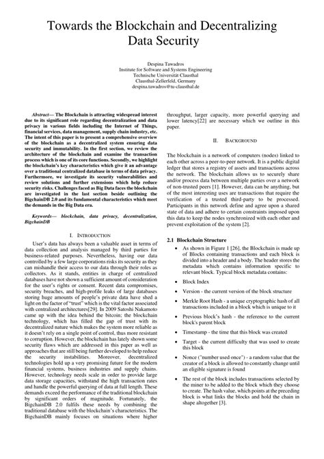 Pdf Towards The Blockchain And Decentralizing Data Security
