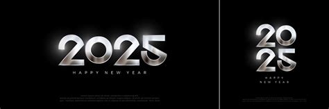 새해 복 많이 받으세요 2025 숫자 디자인 고급스러운 광택 실버 메탈릭 넘버 2025년 새해를 축하하기 위한 디자인 0명에