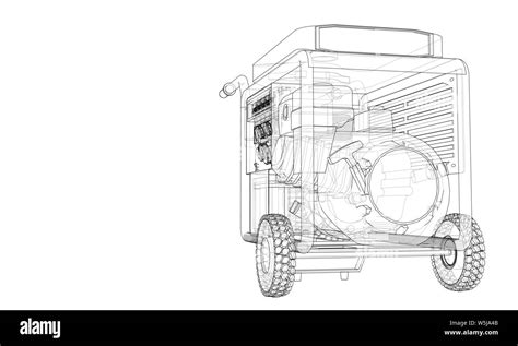 Outline Portable Gasoline Generator Vector Wire Frame Style The Layers Of Visible And