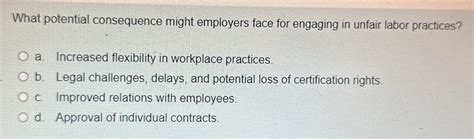 Solved What Potential Consequence Might Employers Face For Chegg