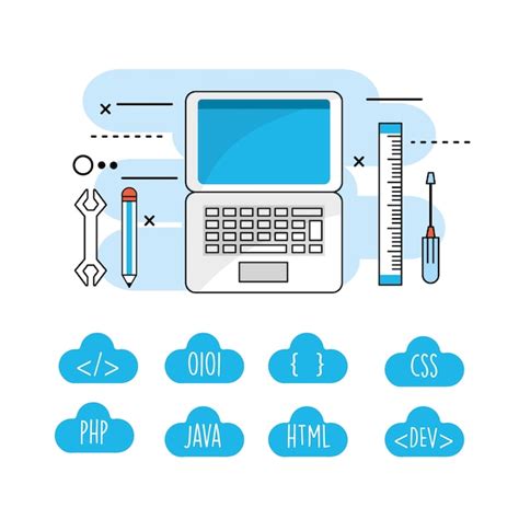 Premium Vector Set Webside Code Programmer Technology