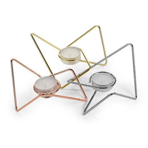 Набор из 3 х подсвечников Tri Angular Loop хром медь золото по цене