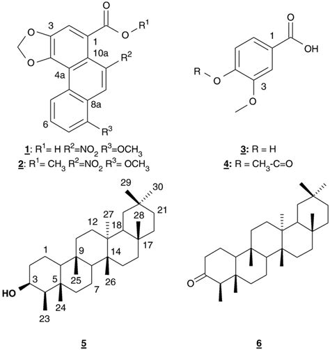 Chemical Structures Of Compounds Isolated From The Stem Bark Of T