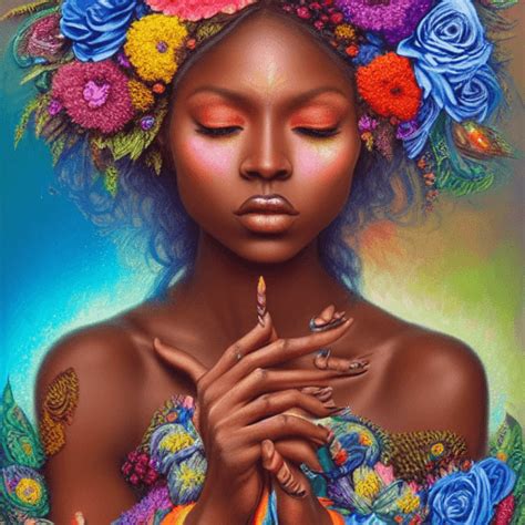 Dark Skinned Woman Made Of Flowers Graphic · Creative Fabrica
