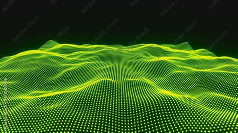 Vidéo Stock Abstract Green Wave Dots On Black Background Landscape