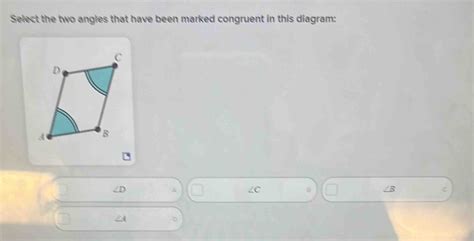 Solved Select The Two Angles That Have Been Marked Congruent In This