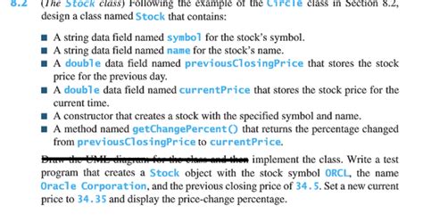 solved 8 2 the stock class following the example of the