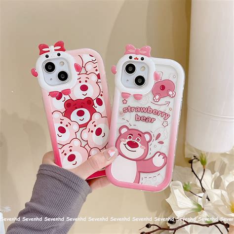 เคสโทรศัพท์มือถือ แบบนิ่ม ลายการ์ตูนหมีสตรอเบอร์รี่ สําหรับ Iphone 14