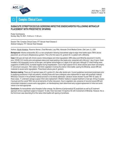 Pdf Subacute Streptococcus Gordonii Infective Endocarditis Following