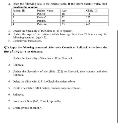 solved database dml sqlq2 apply the following command