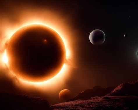 Premium Photo A Solar Eclipse With A Planet And Saturn On The Top