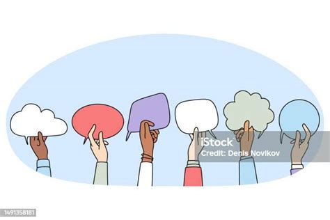 다민족 사람들이 연설 거품을 들고 온라인으로 의사 소통을합니다 개념에 대한 스톡 벡터 아트 및 기타 이미지 개념 개념과
