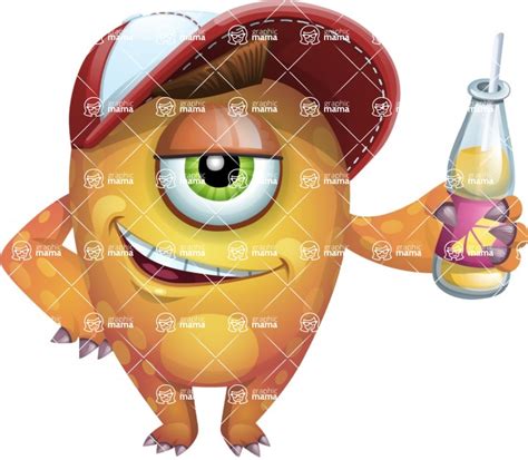 Cyclops Monster Cartoon Vector Character Aka One Eyed Oliver Drink