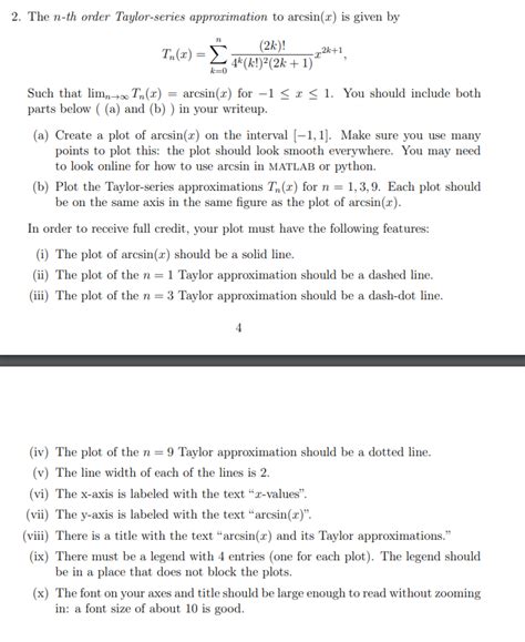 Solved 2 The N Th Order Taylor Series Approximation To